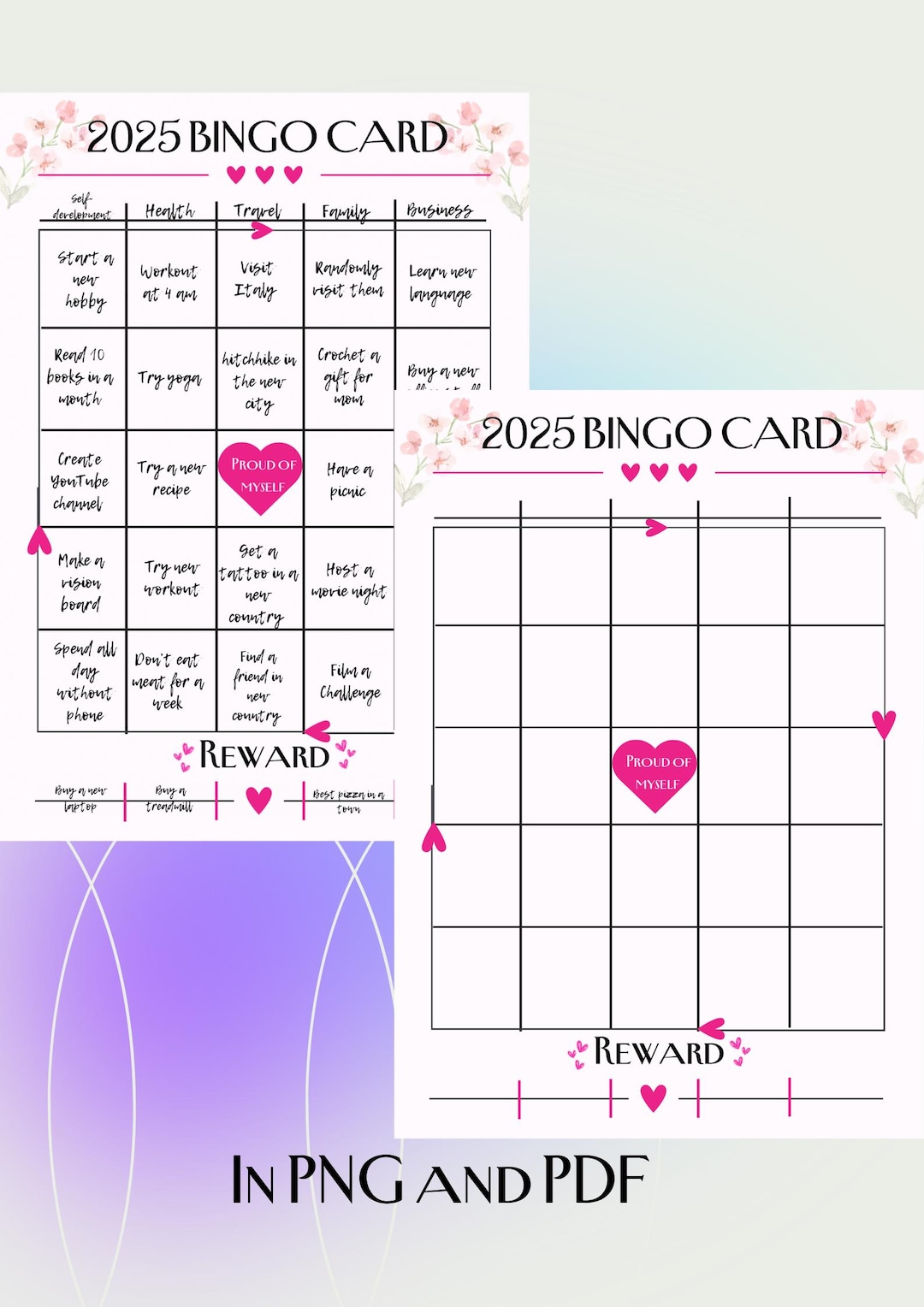 2025 Bingo Card Vision Romantic Pink Printable Bingo Card for Girls ...
