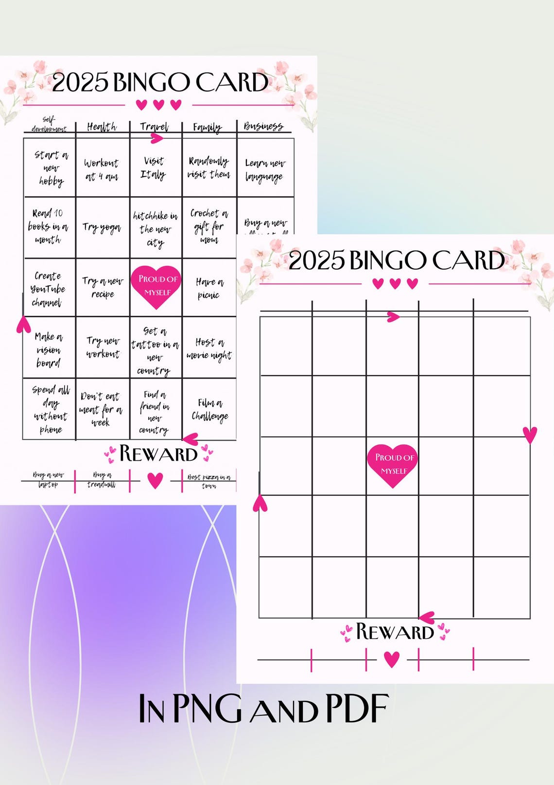 2025 Bingo Card Vision Romantic Pink Printable Bingo Card for Girls ...