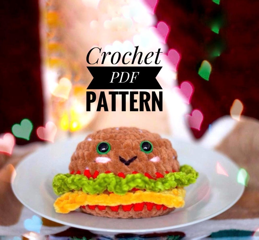 Crochet Amigurumi Pattern PDF Cheeseburger No-sew Burger Pattern Easy ...