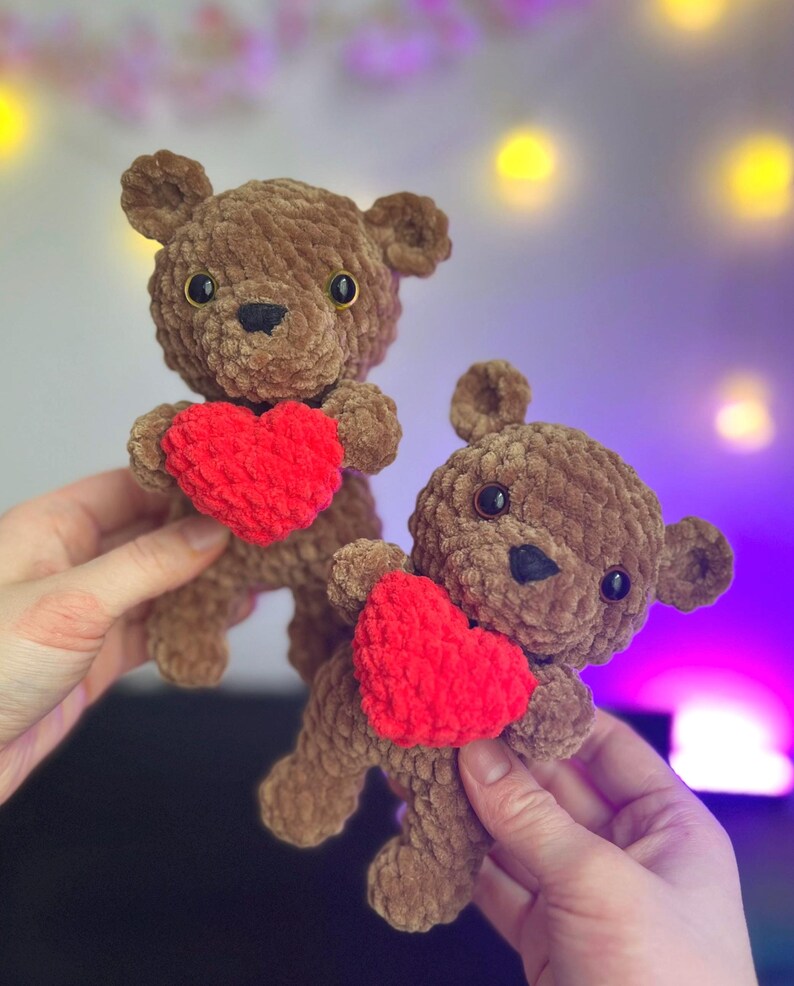 LOVE Bear Plushie – Crochet Teddy Bear With Heart – Handmade Stuffed ...