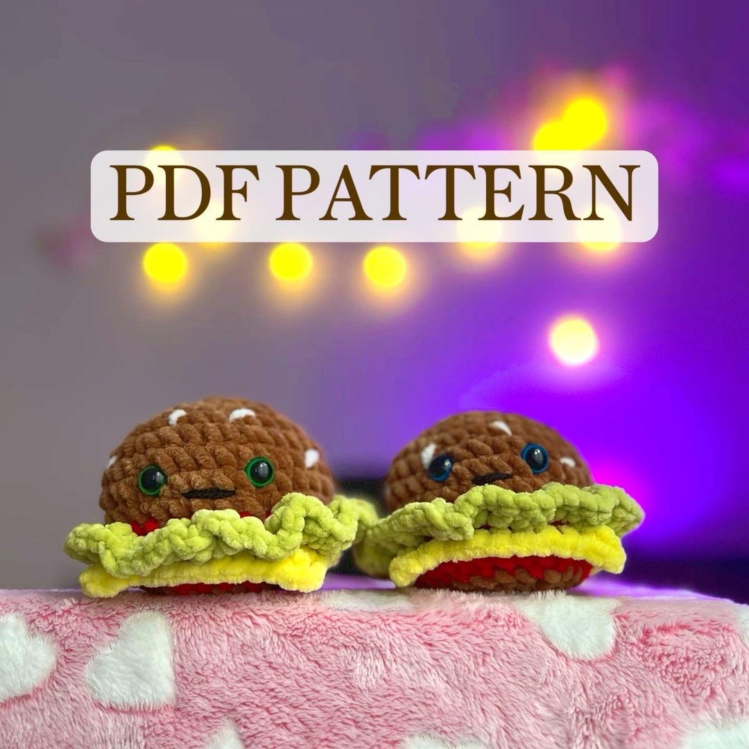 No Sew Burger Crochet Pattern PDF | Easy Amigurumi Cheeseburger ...