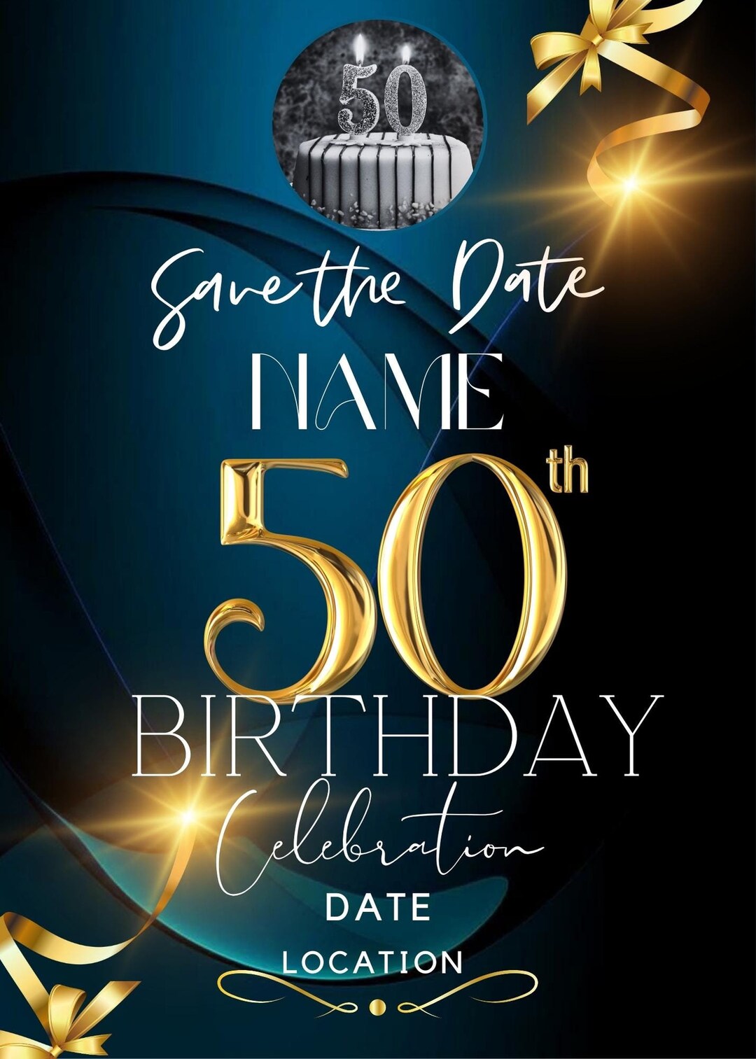 Canva PRO 50th Birthday Editable Flyer - Etsy