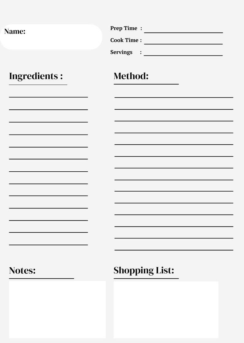 Seasonal Recipe Card and Plain Card - Etsy