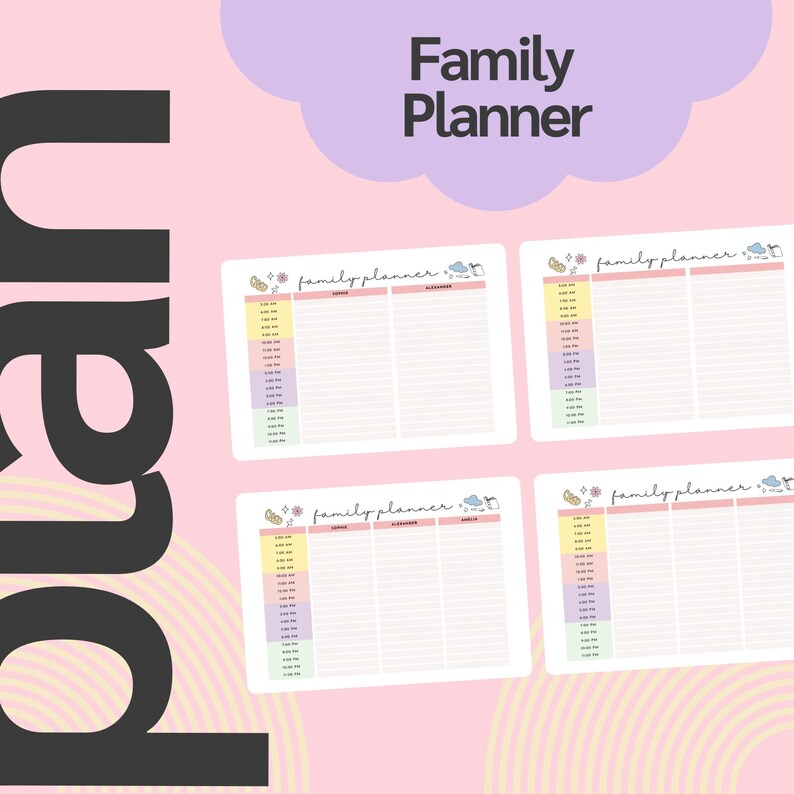 Family Planner, Printable Daily Schedule, Time Management Planner for ...