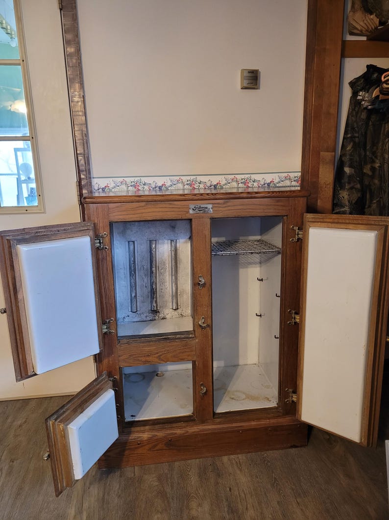 Gibson Ice Box Refrigerator, 3 Compartments, Oak With Bass Fixtures - Etsy