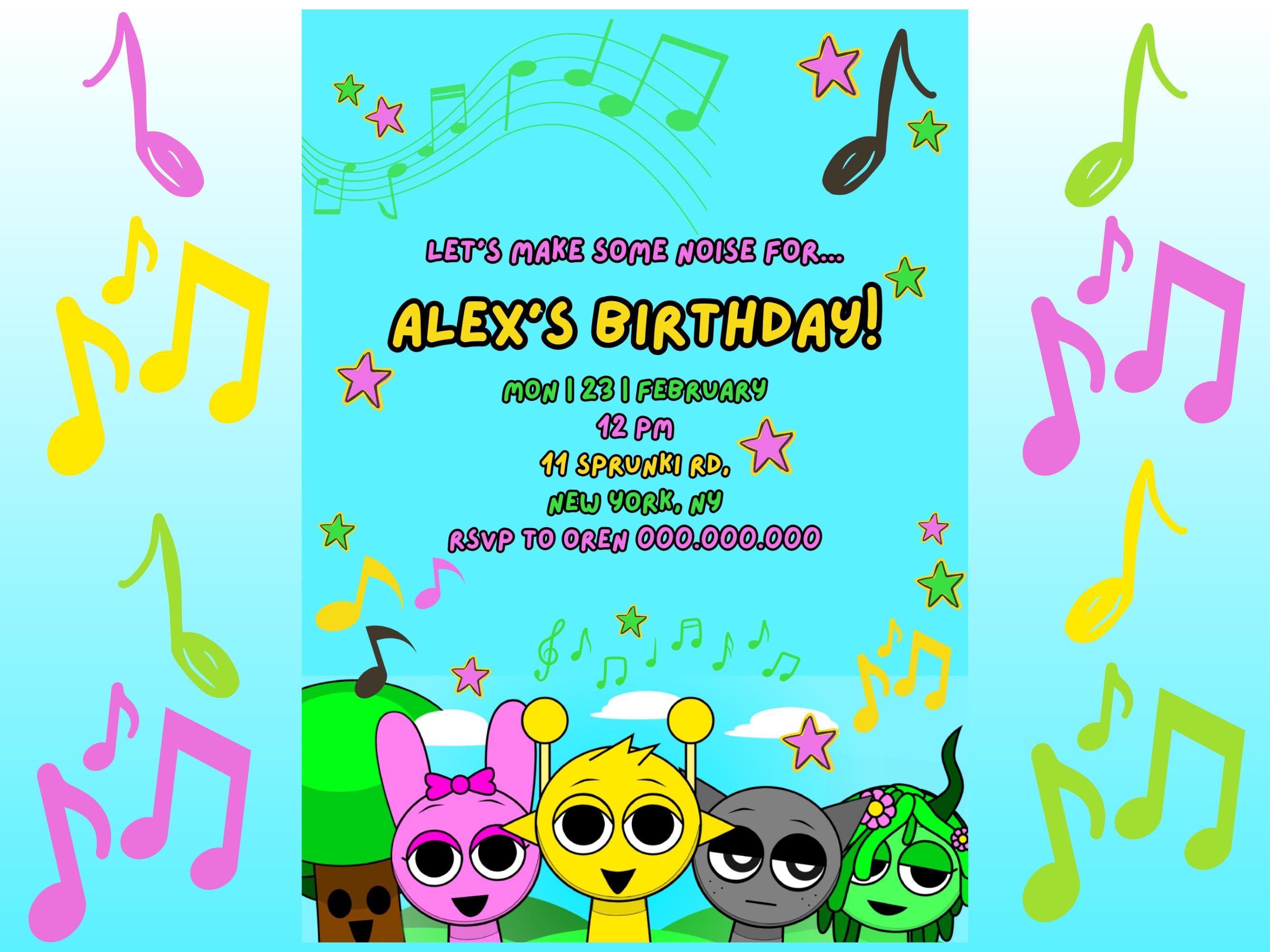 Sprunki Birthday Invitation Digital Template | Canva Link, Immediate ...