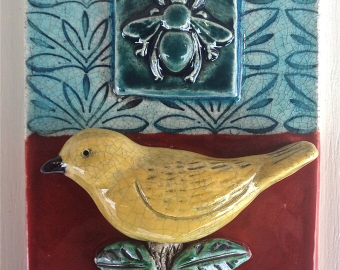 Ceramic Tile Art Tile Bird and Bee - Etsy UK