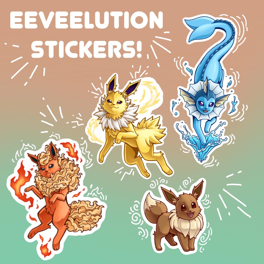 Eeveelution Stickers Vaporeon, Jolteon, Flareon, Eevee Holographic ...