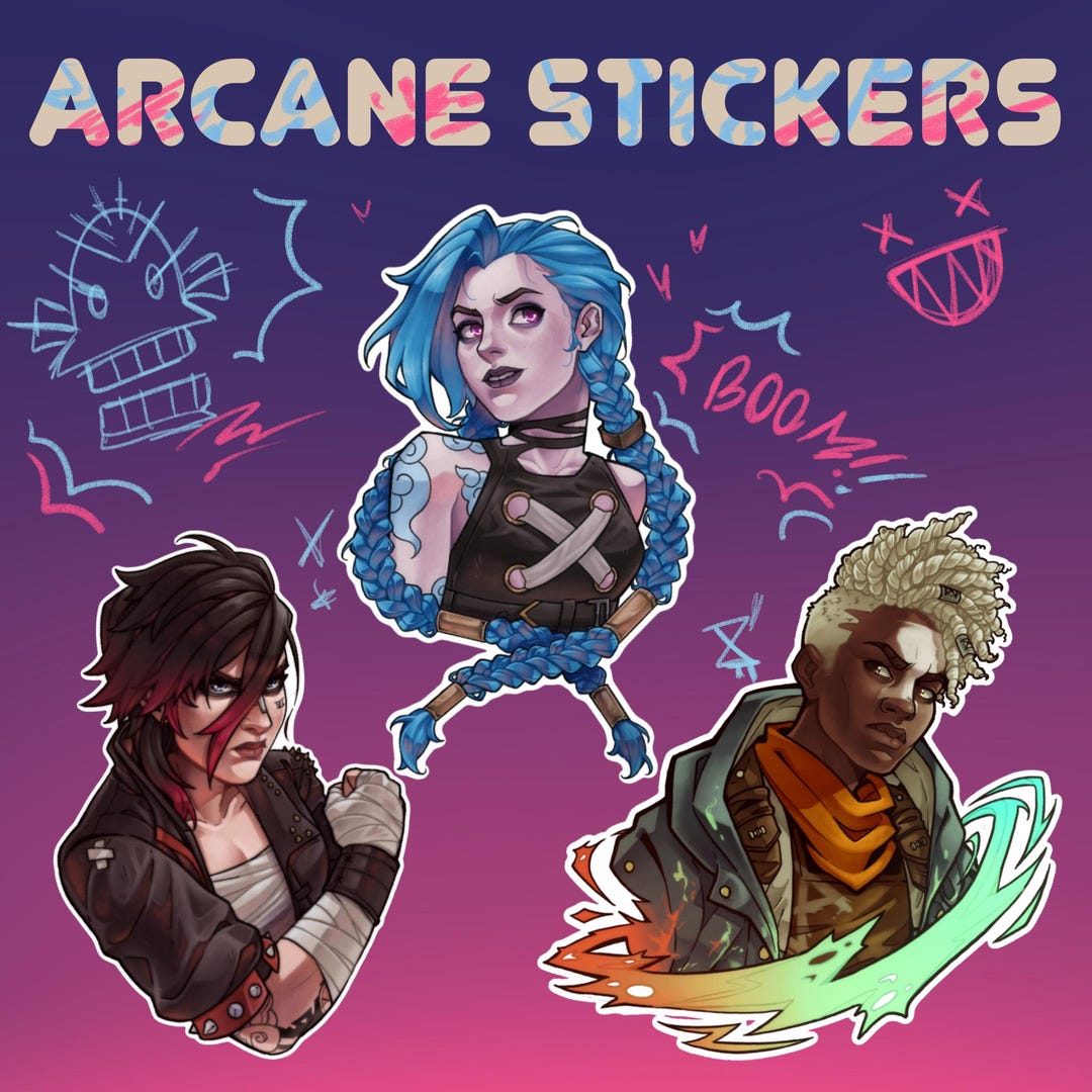 Arcane Stickers | Vi, Jinx, Ekko | Holographic Stickers - Etsy