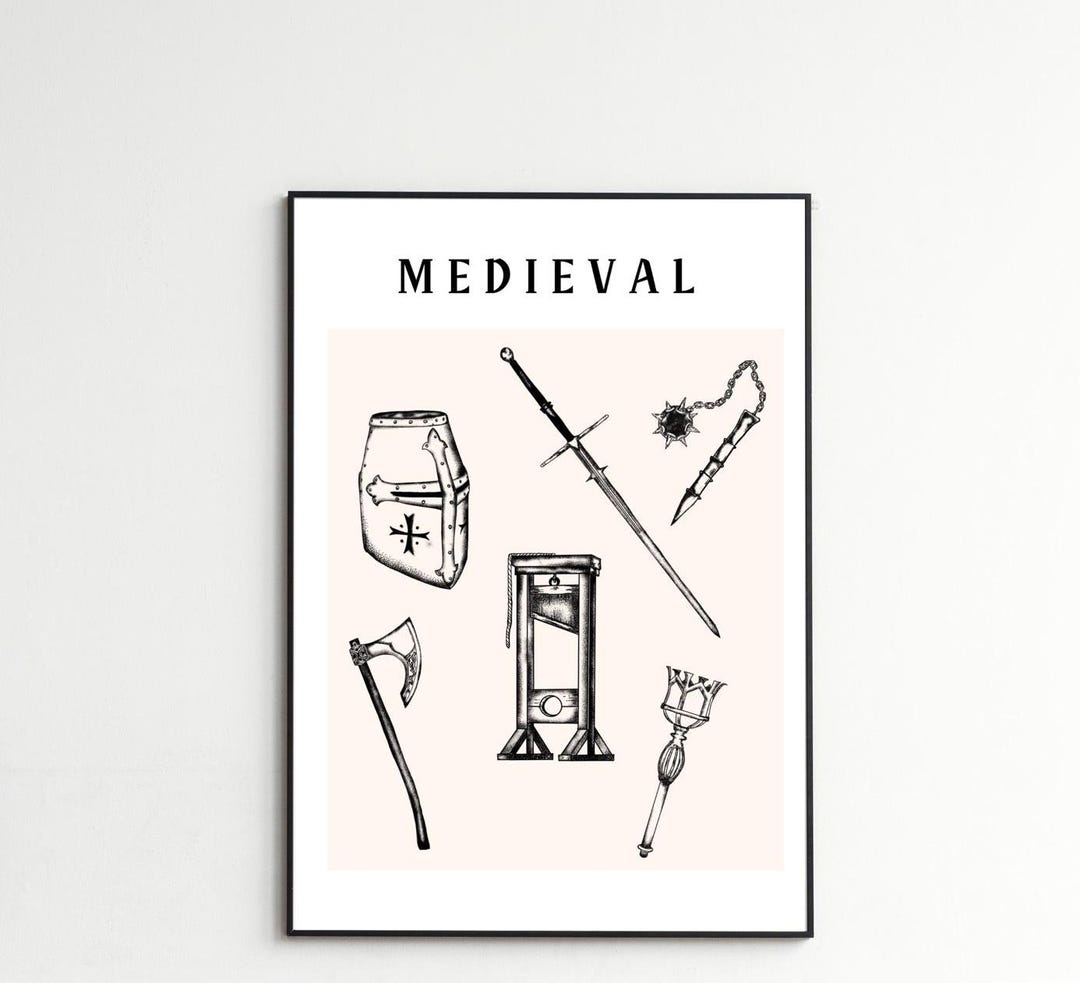 Medieval Print, Medieval Tattoo, Medieval Flash, Medieval Art Print ...