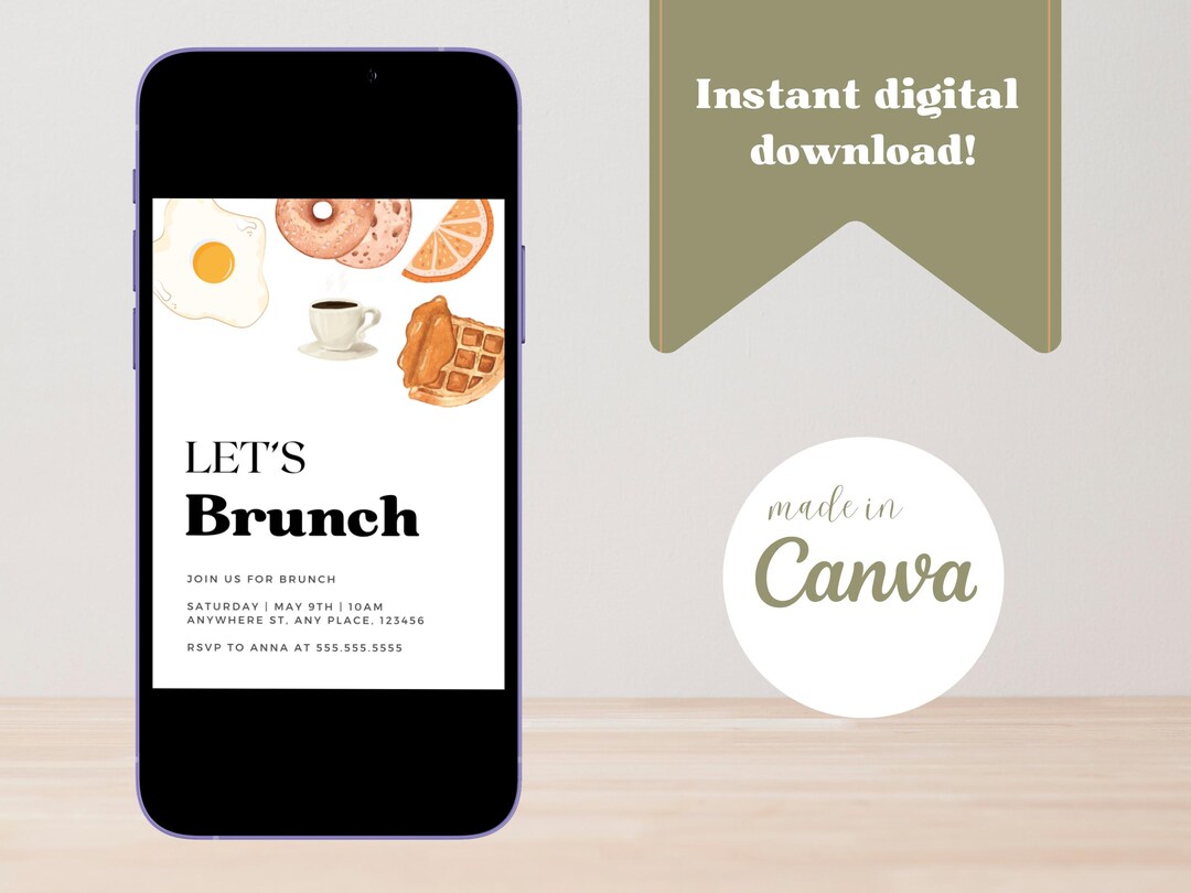 Brunch Digital Invitation Template, Modern Brunch Party Invite, Brunch ...