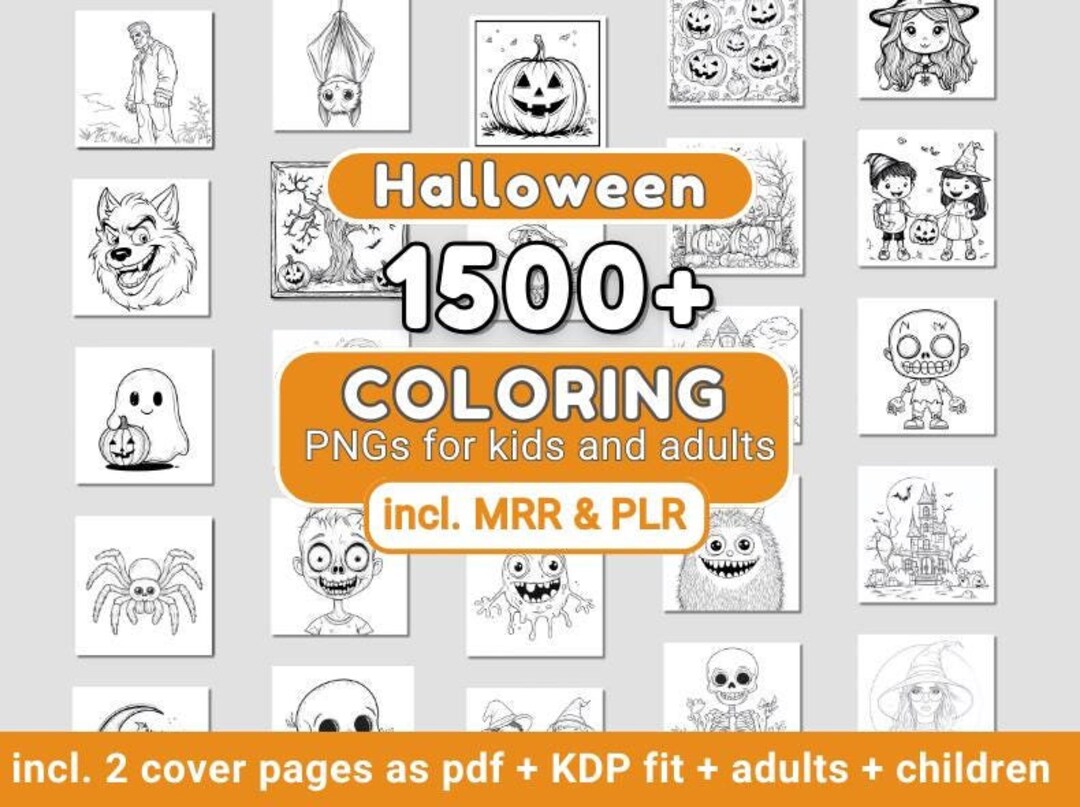 1500+ Halloween Coloring PNG Bundle - Private & Commercial Use, Resell ...