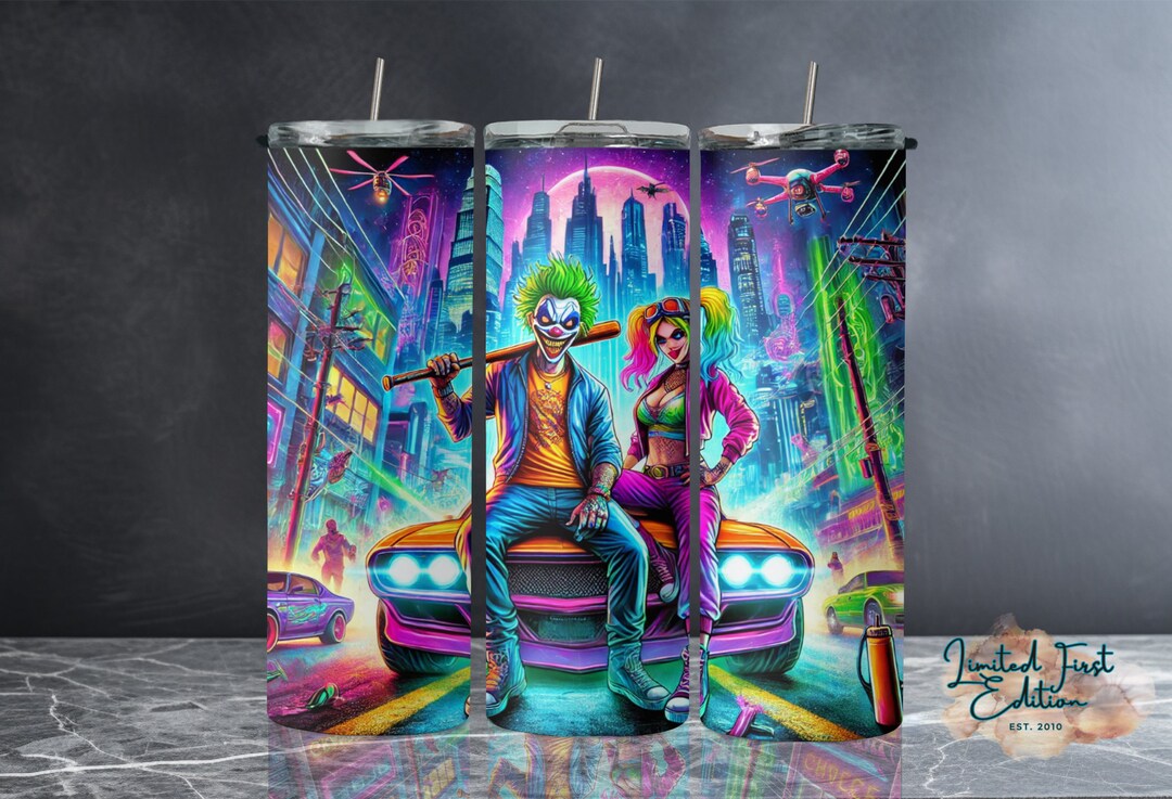 Joker & Harlequin Gta Theme Spooky Season, 20oz Tumbler Wrap, Couple ...