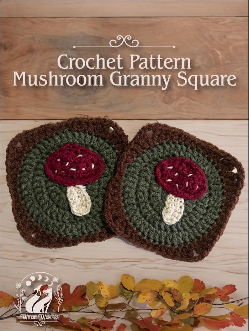 Crochet Pattern Mushroom Granny Square | Autumn / Forest / Halloween ...