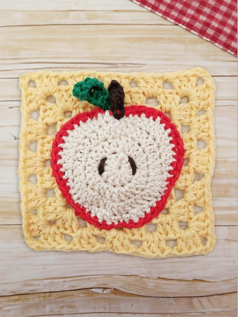 Crochet Pattern Apple Granny Square | Coaster / Forest / Picnic ...