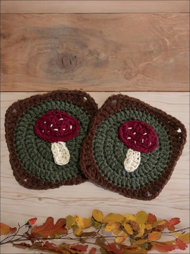 Crochet Pattern Mushroom Granny Square | Autumn / Forest / Halloween ...