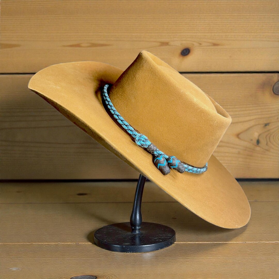 Turquoise and Black Twisted Hat Band With Kangaroo Knots. - Etsy