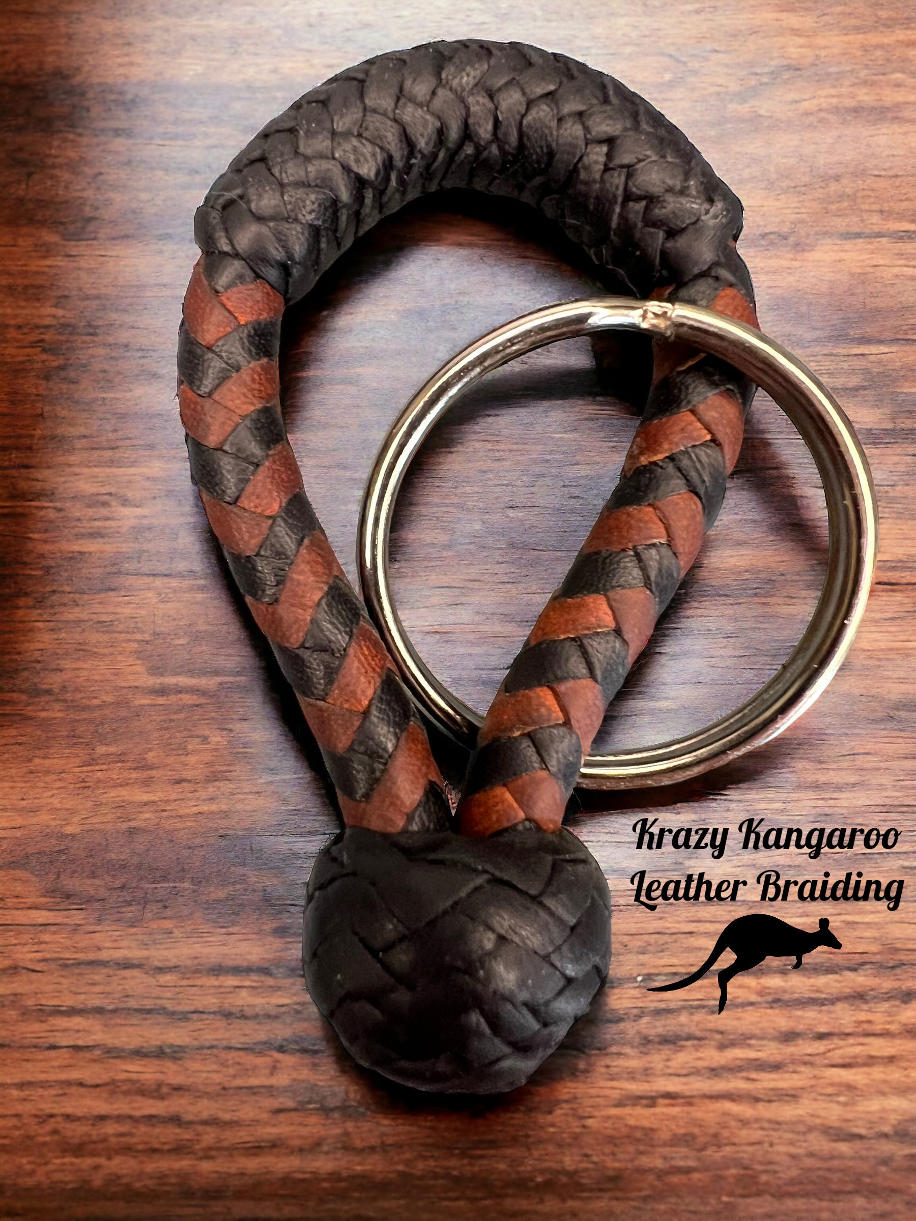 Black and Whiskey Kangaroo Leather Bosal Key Chain - Etsy