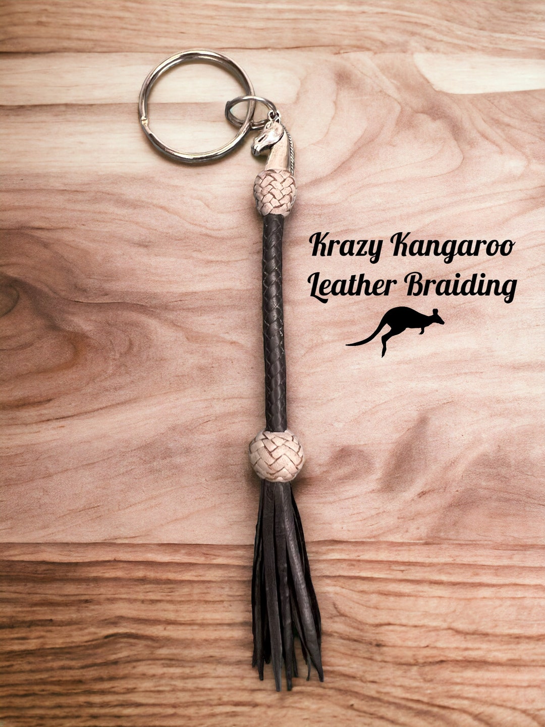 Horse Head Kangaroo Leather Knotted and Plaited Key Fob - Etsy