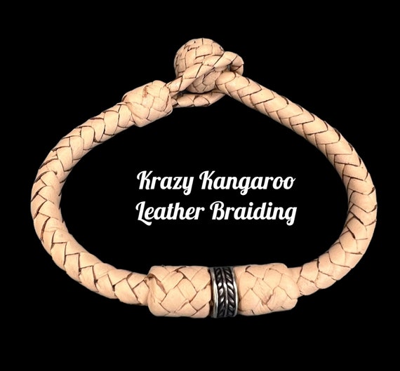 Natural 8 Plait Kangaroo Bracelet With a Sterling Silver Bead - Etsy
