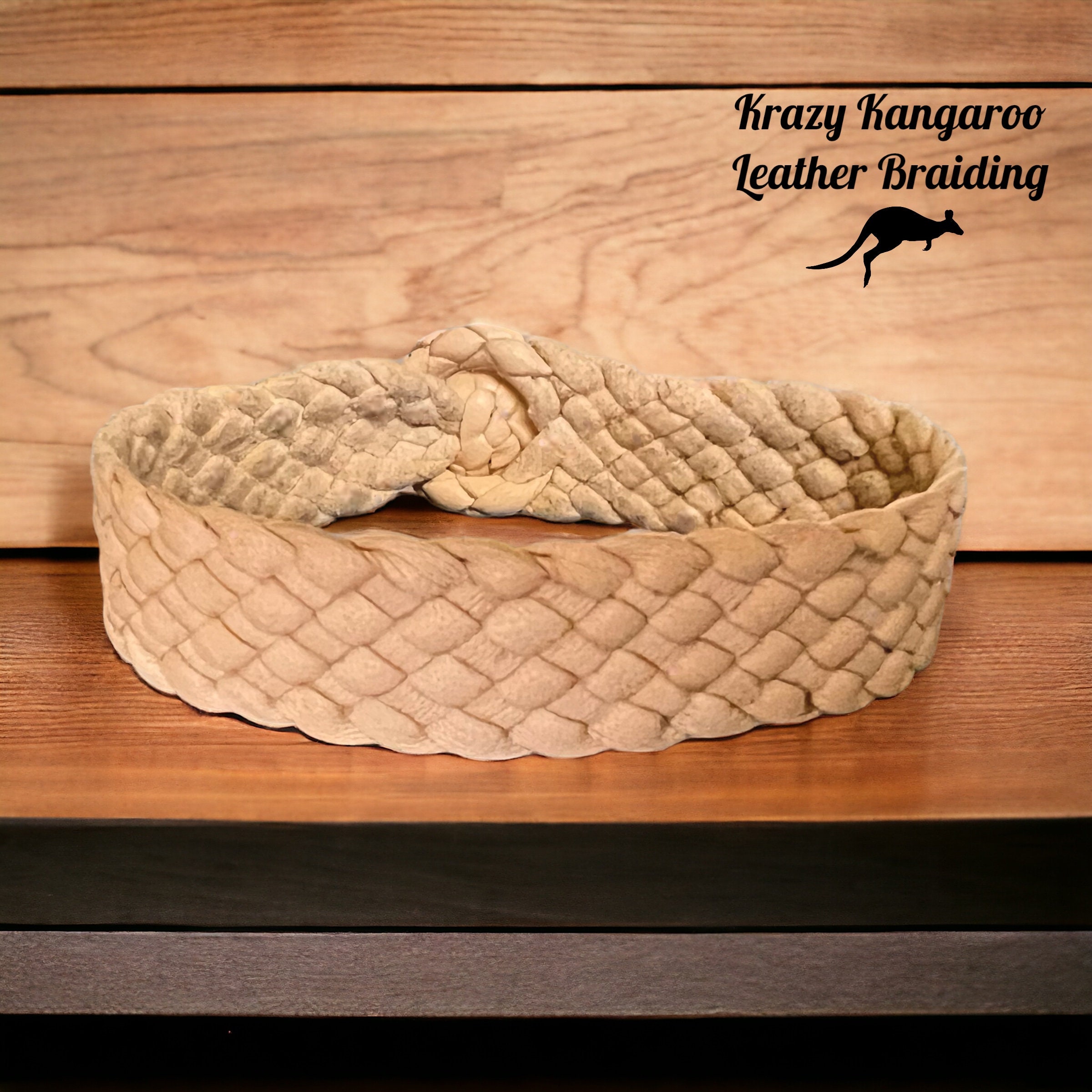 Flat 8 Plait Braided Button Loop Kangaroo Leather Bracelet - Etsy