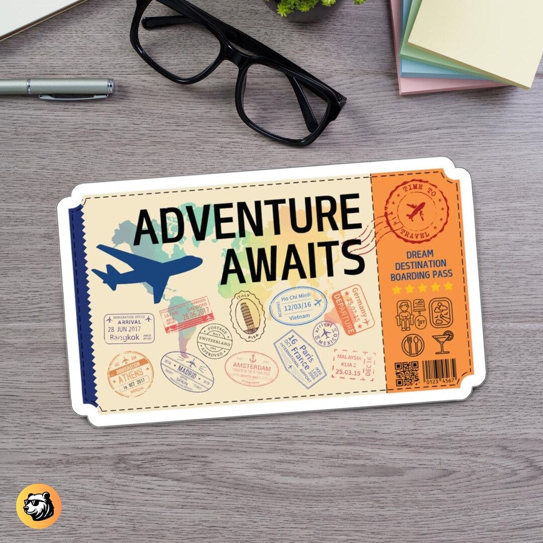 Travel Sticker, Adventure Awaits, Travel Suitcase Sticker, Passport ...