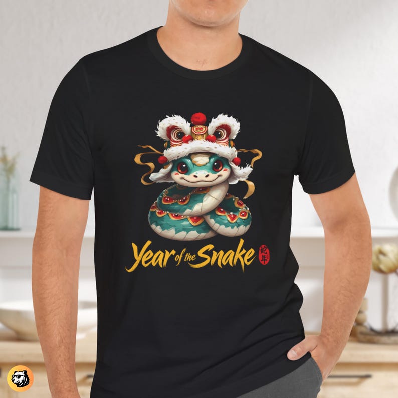 Year of the Snake Shirt, Cute Snake With Chinese Lion Dance, Chinese ...