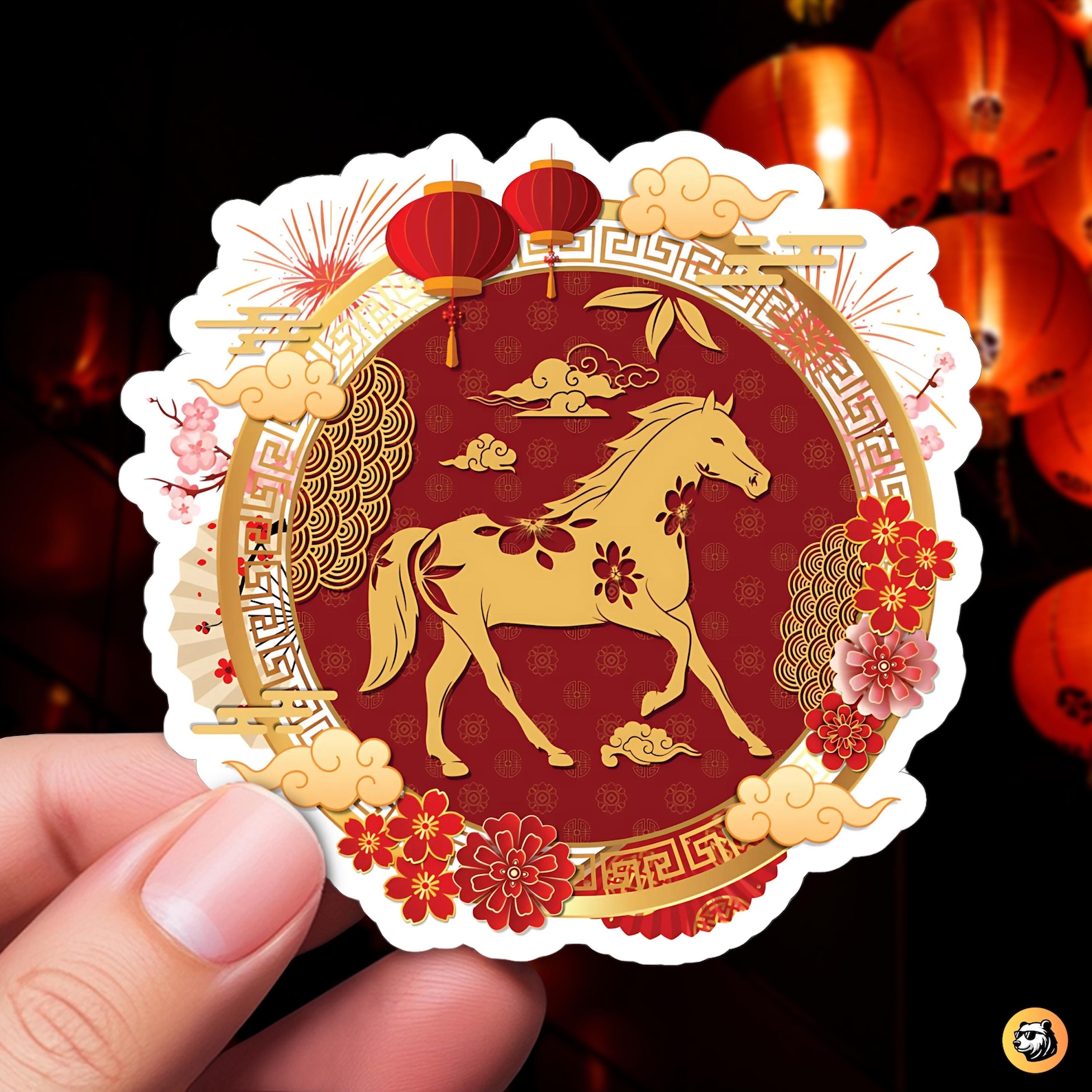 Year of the Horse Sticker, Chinese Art Lunar New Year, Lunar New Year ...