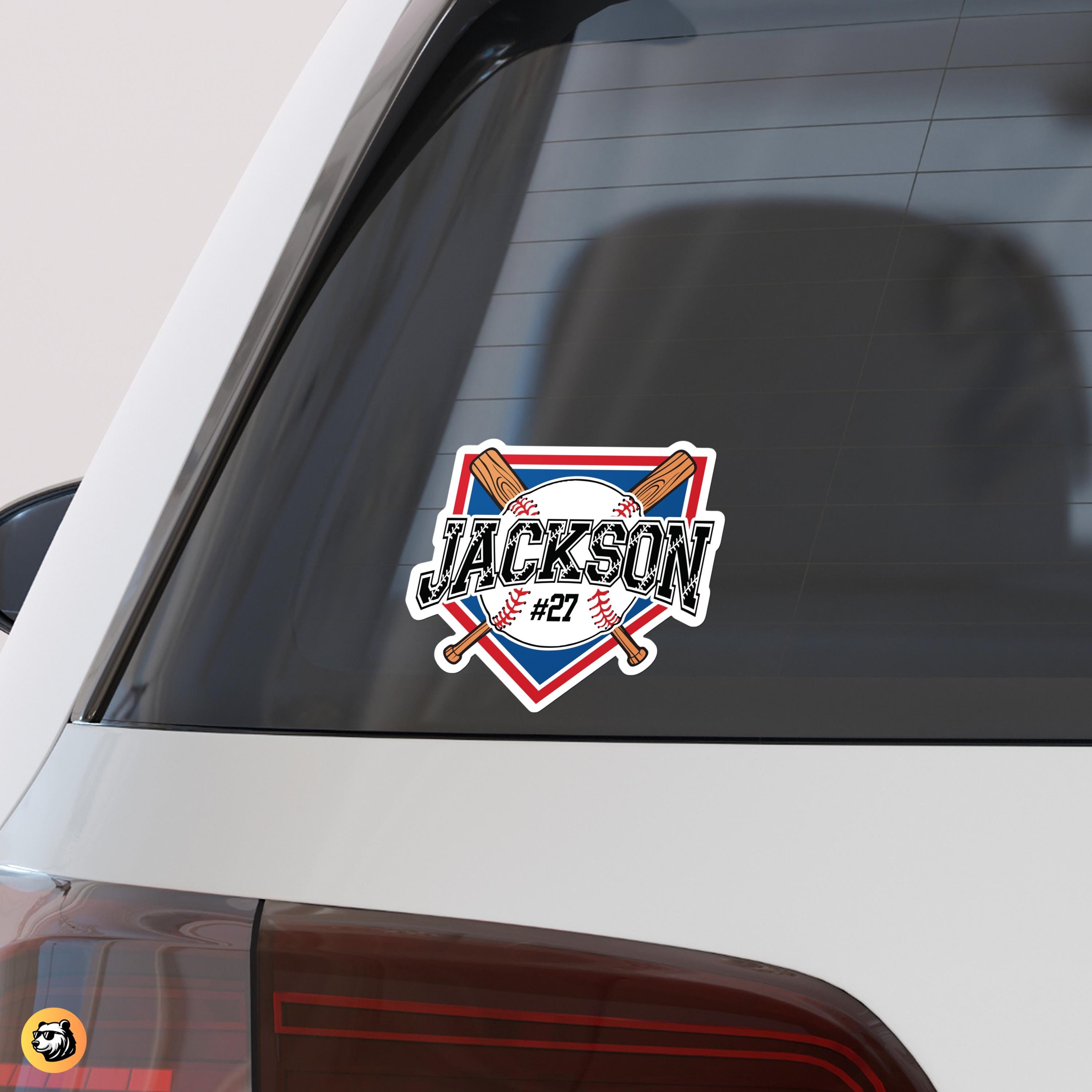 Custom Baseball Sticker: Personalized Name & Number, Sports Decal - Etsy