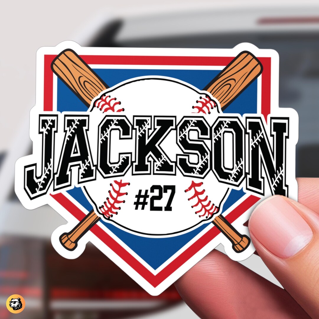 Custom Baseball Sticker: Personalized Name & Number, Sports Decal - Etsy