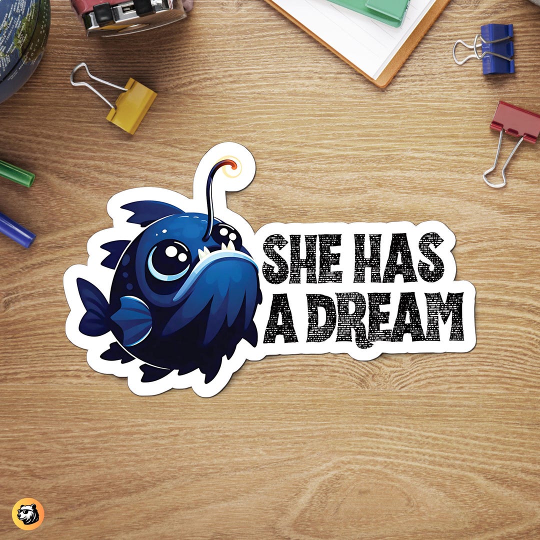 She Has A Dream Anglerfish Sticker, Deep Sea Devil Anglerfish Sticker ...