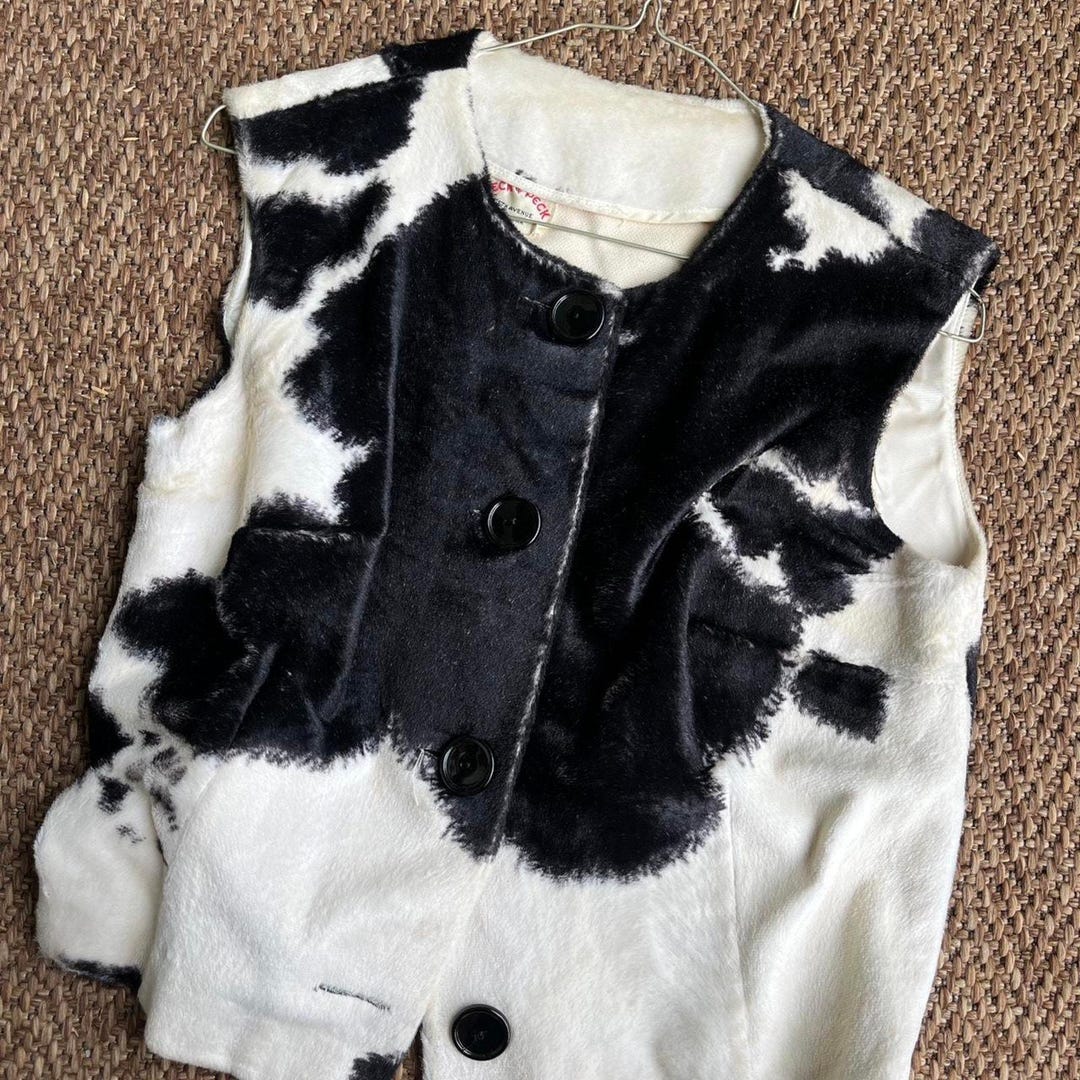 Cow Print Vest Vintage - Etsy