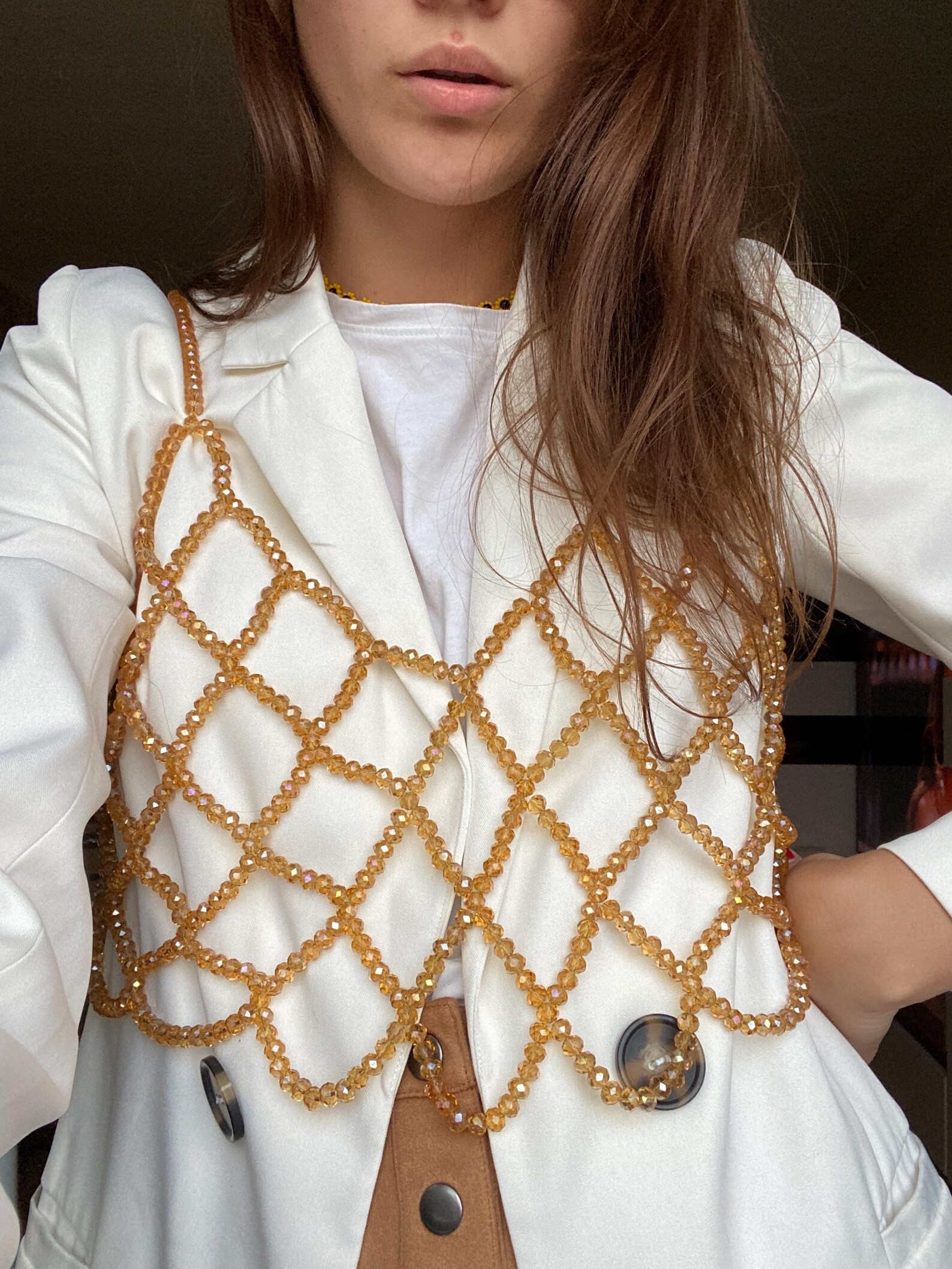 Bead Crop Top, Beaded Bralette, Handmade for Woman Top, Rave Party ...