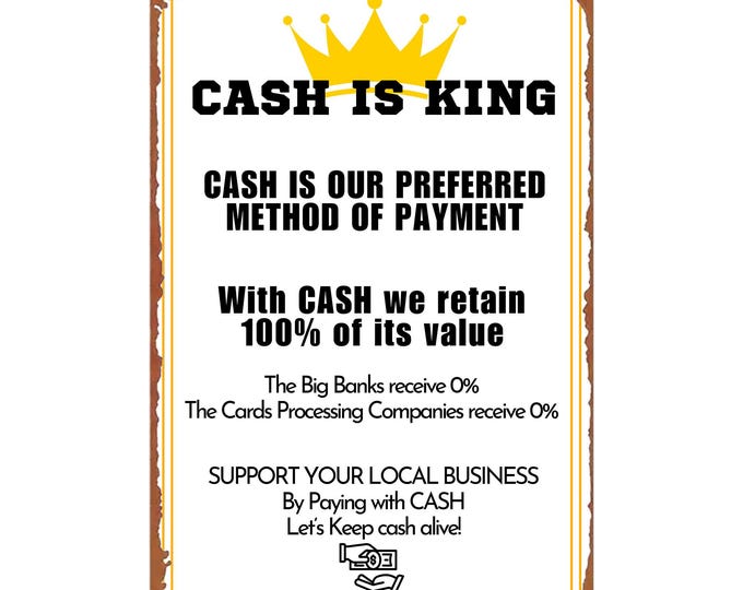 Cash is King Sign: Aluminum Business Sign (8x12) - Etsy