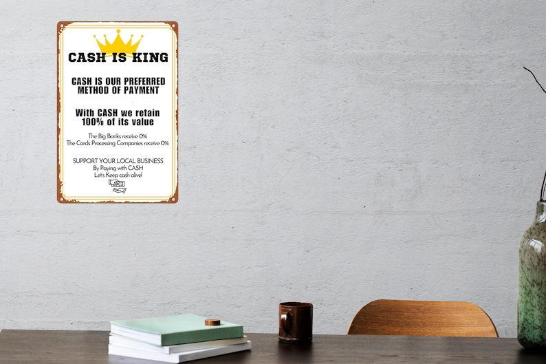 Pay With Cash Business Sign, 8x12 Aluminum 'cash is King', Cash ...