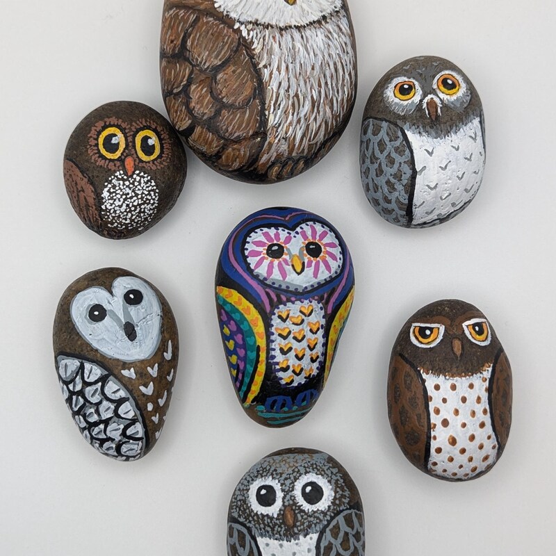 Painted Owl Rocks - Etsy