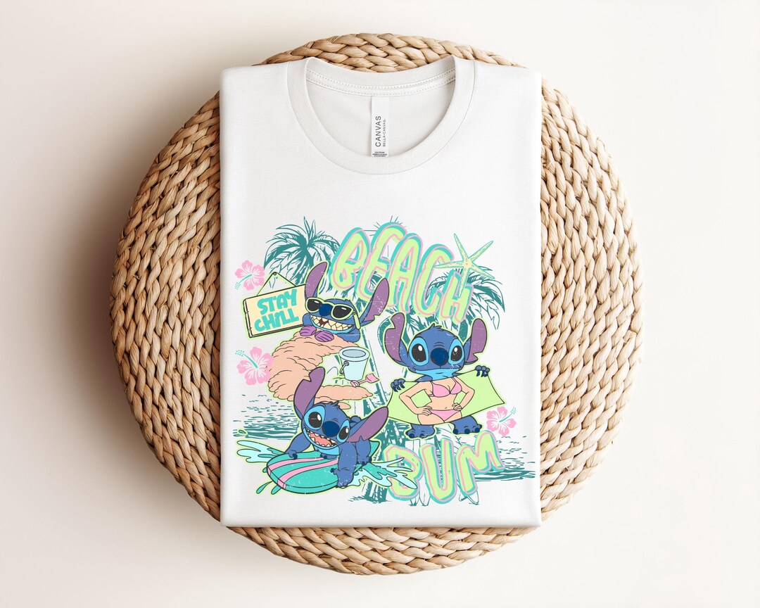 Stitch Beach Bum Shirt, Disney Summer Vibes Shirt, Stitch Surfing Shirt ...