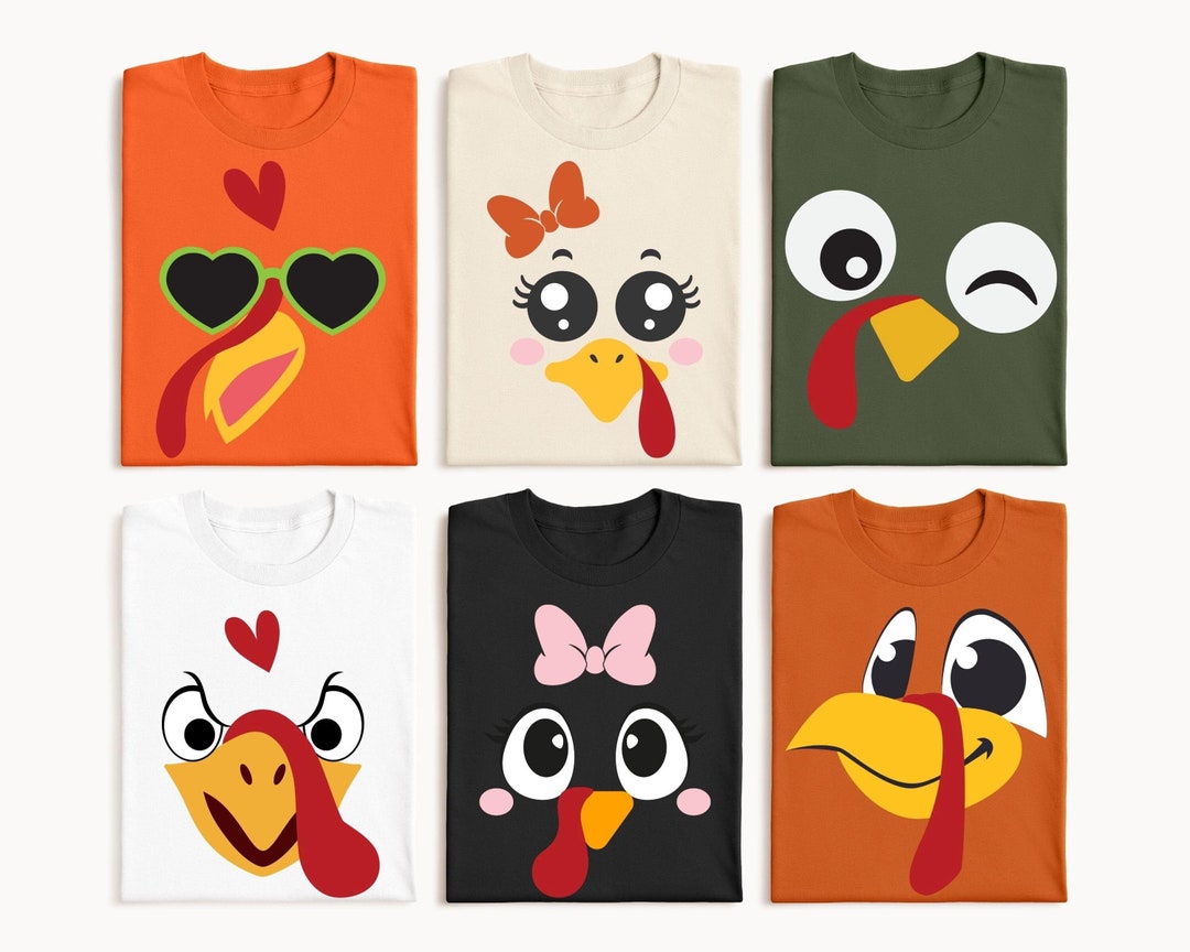 Funny Turkey Face, Turkey Shirt, Cute Turkey Face, Family Matching ...