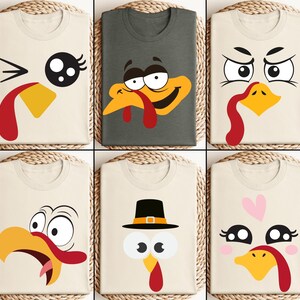 Funny Turkey Face, Turkey Shirt, Cute Turkey Face, Family Matching ...