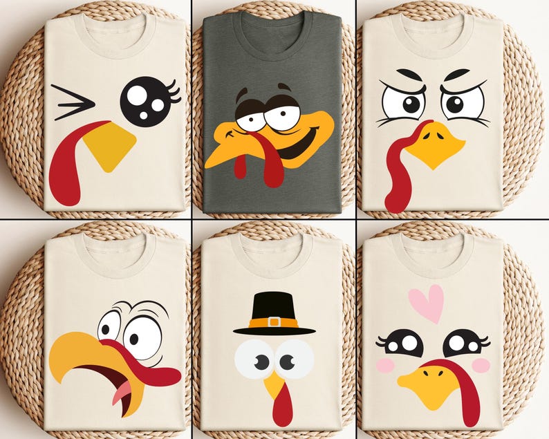 Funny Turkey Face, Turkey Shirt, Cute Turkey Face, Family Matching ...