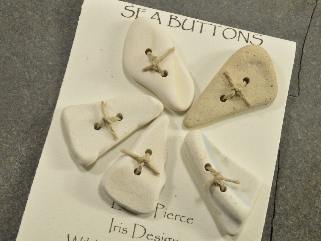 Set of Five Creamy White Triangular Maine Sea / Beach Pottery - Etsy