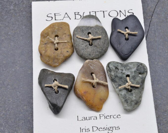 Six Squares a Set of Assorted Color Double Drilled Natural Maine Sea ...