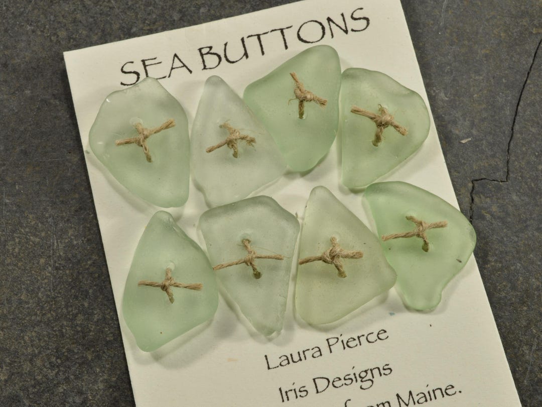 Eight Triangles a Set of Sea Foam Green Natural Maine Sea Glass Buttons ...