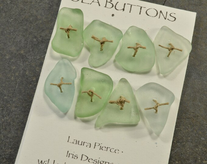 Shades of Eight a Set of Sea Foam Green Natural Maine Sea Glass Buttons ...