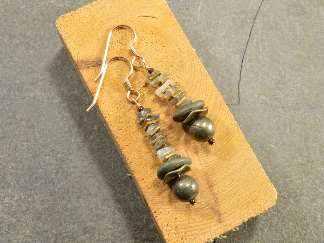 Labradorite Fish Bone Earrings Made With Genuine Maine Sea Stones and ...