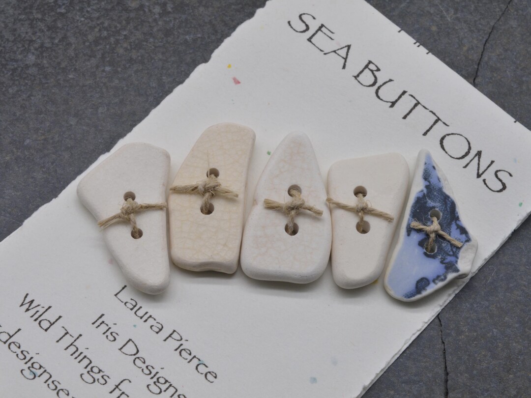 Set of Five Creamy White and Blue Patterened Triangular Maine Sea ...