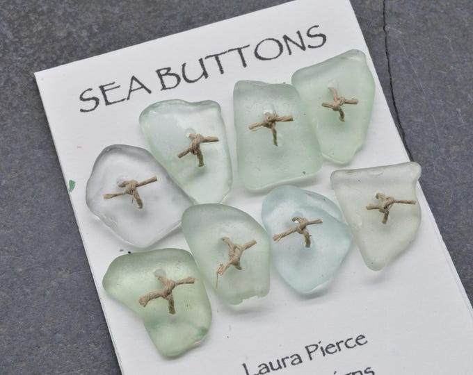 Shades of Eight a Set of Sea Foam Green Natural Maine Sea Glass Buttons ...