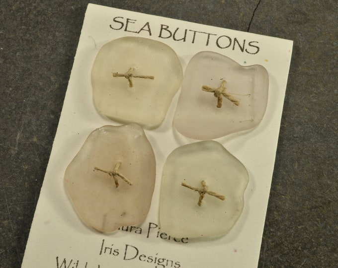 Super Rare and Wonderful Set of Four Lavender Sea Glass Buttons From ...