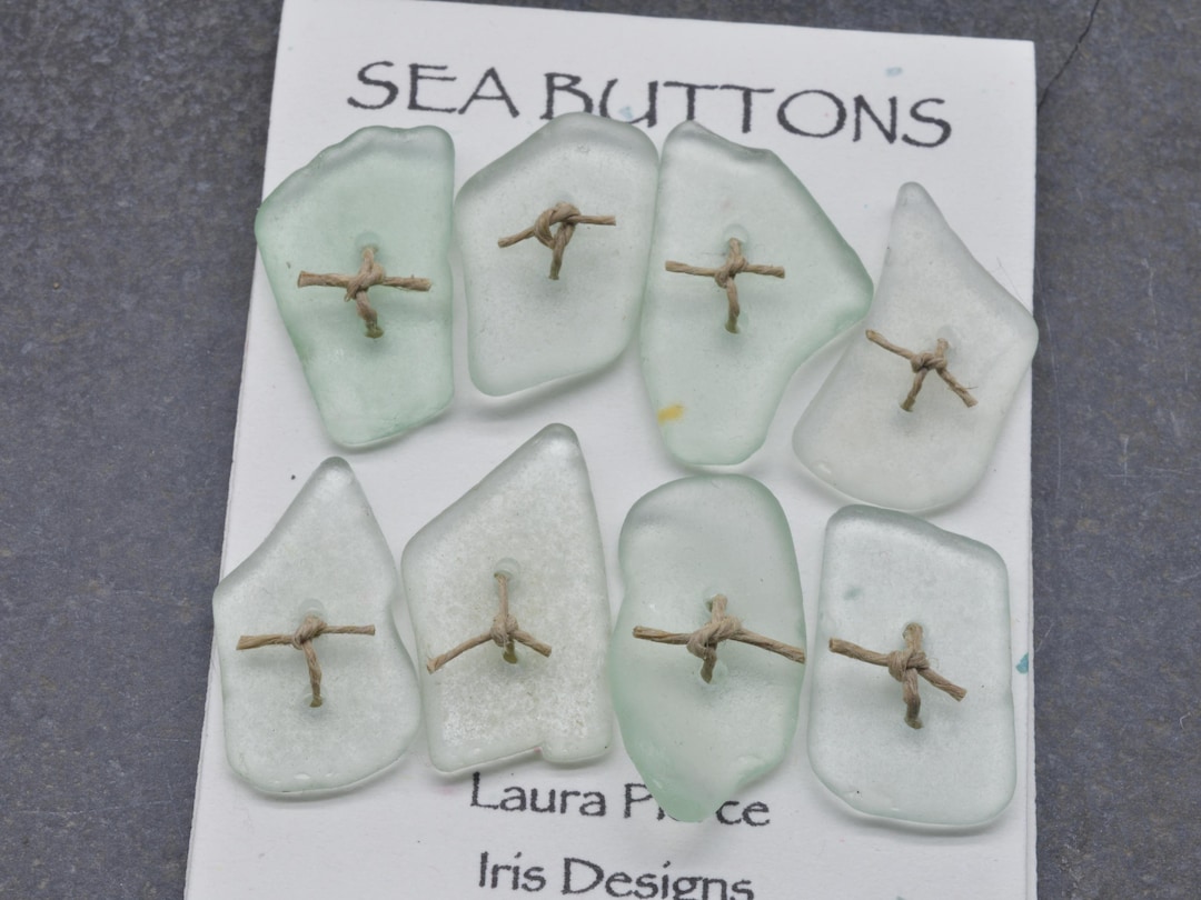 Shades of Eight a Set of Sea Foam Green Natural Maine Sea Glass Buttons ...