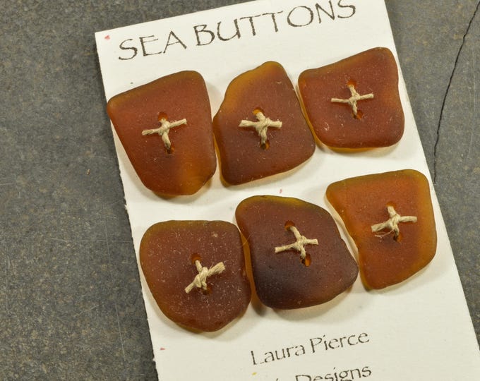 Set of Three Square Natural Maine Sea / Beach Stone Buttons in Shades ...